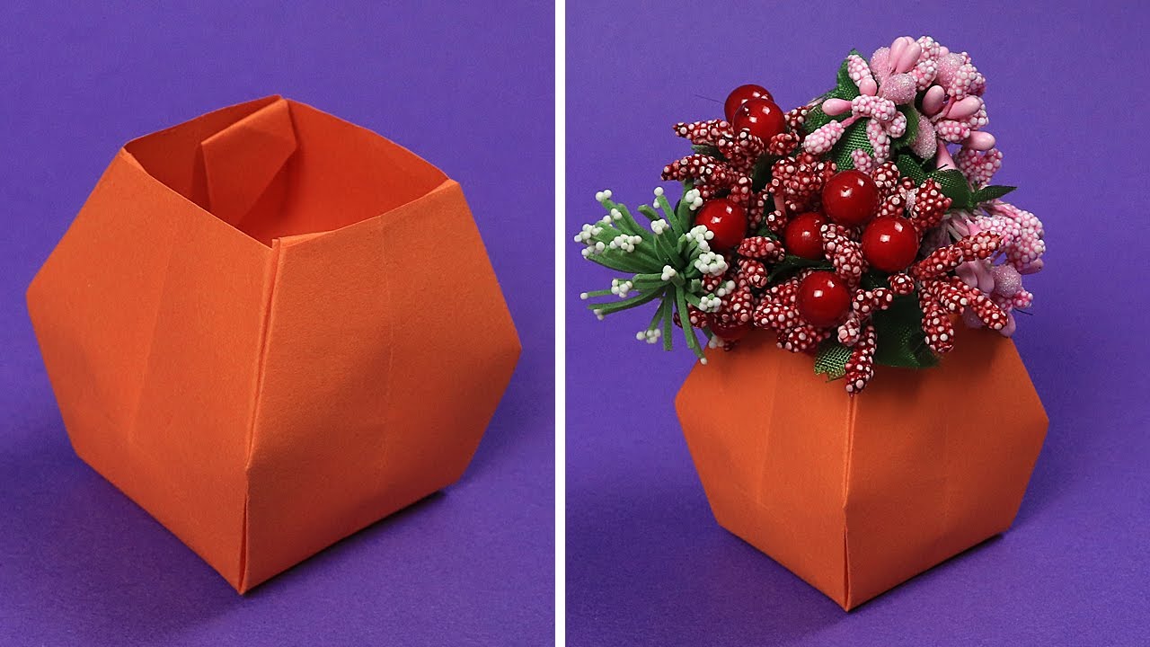 Cómo hacer un florero con papel / Maceta DIY - YouTube