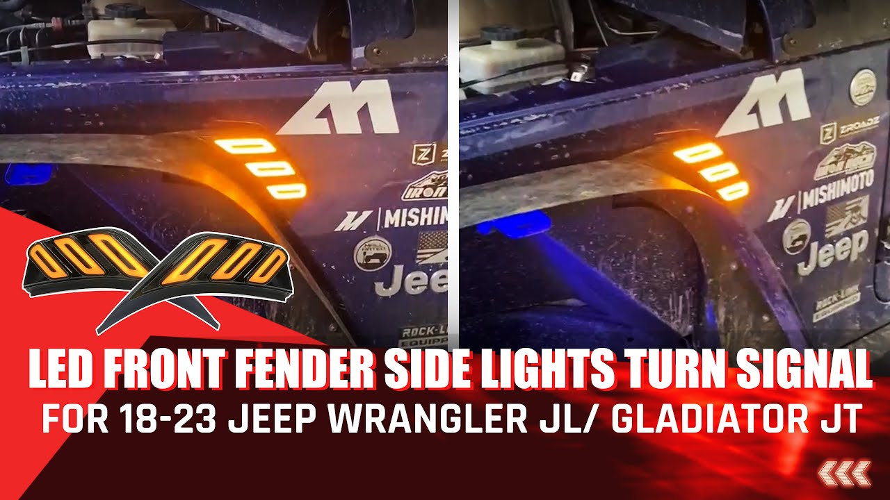 18-23 Jeep Wrangler JL&JT LED Front Fender Side Lights Installation ...