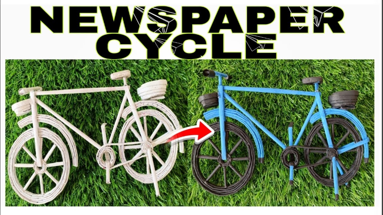 Hwo to make bicycle by paper crafts | Newspaper cycle | Bicycle from ...