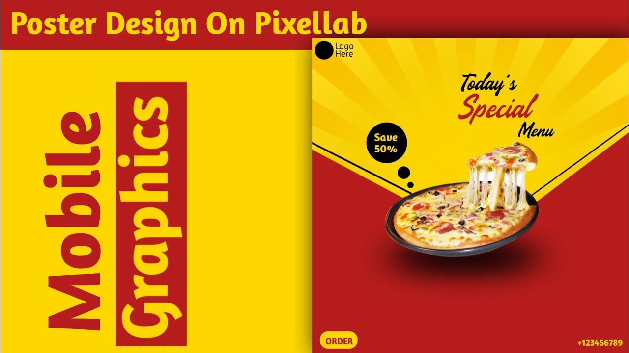 How To Make Pizza Poster Design In Mobile | Pixellab Tutorial - YouTube