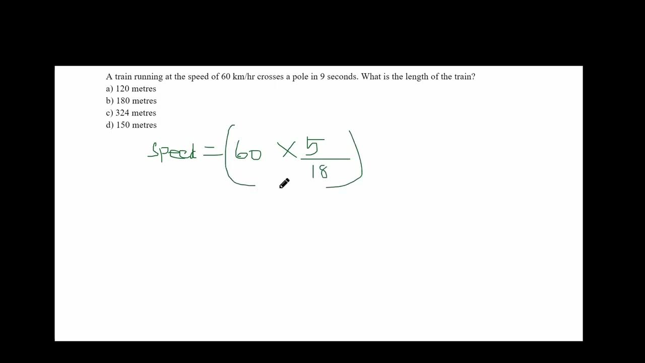 A train running at the speed of 60 km/hr crosses a pole in 9 seconds. What is the length. # ...