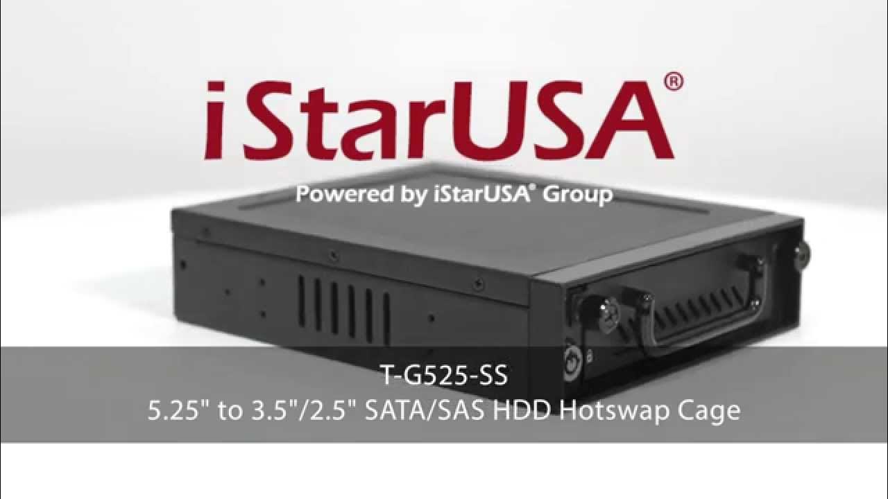 iStarUSA T-G525-SS 5.25" to 3.5"/2.5" SATA/SAS hotswap drive cage - YouTube
