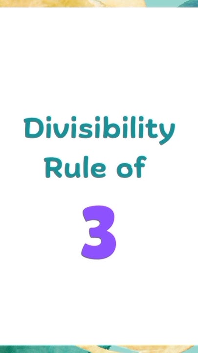 Divisibility rule of 3 - YouTube