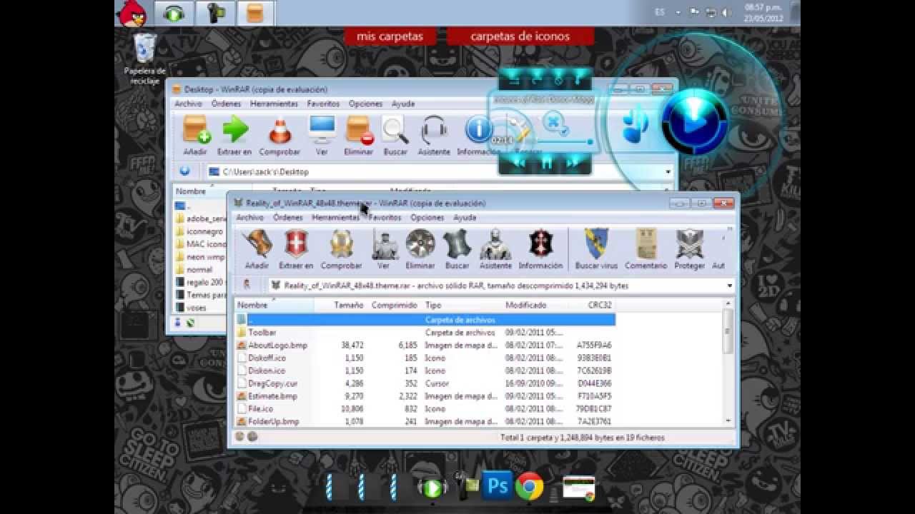 como ponerle un tema a winRar - YouTube