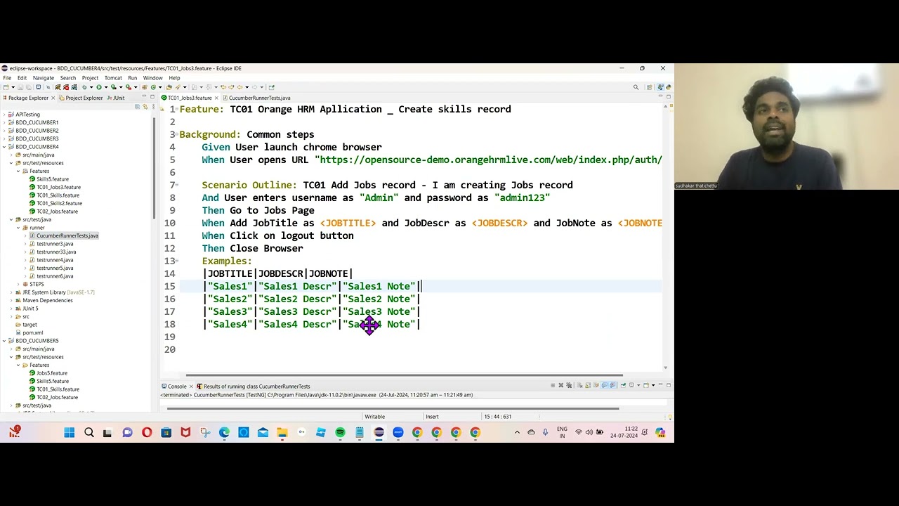 Bdd Cucumber Scenario Outlinedata With Table Header Youtube