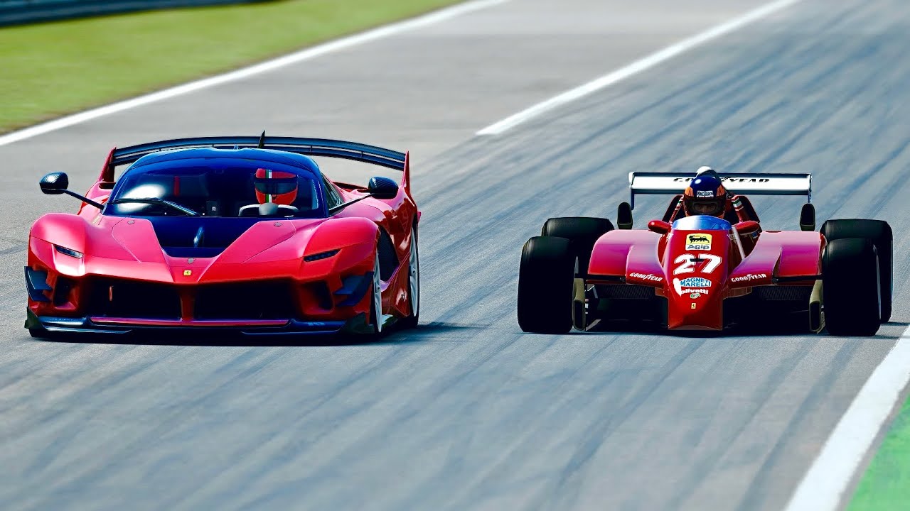 Ferrari F1 1982 vs Ferrari FXX K EVO at Monza GP - YouTube