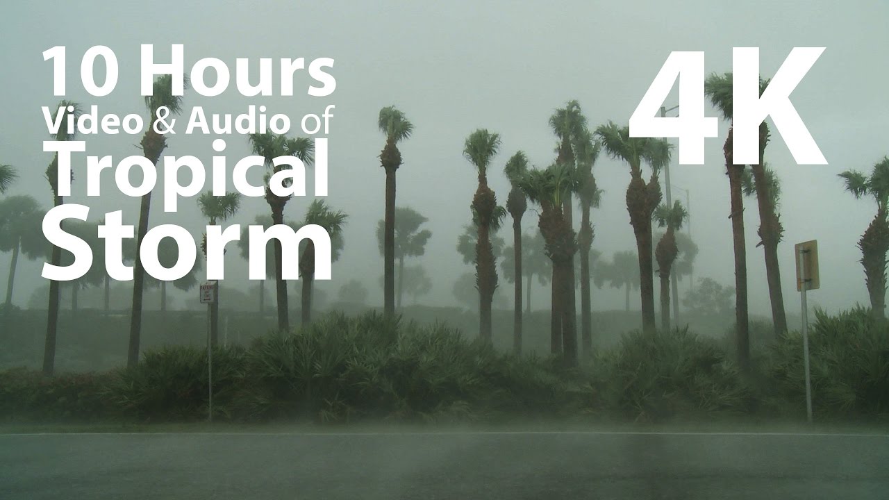 4K UHD 10 hours - Tropical Storm window for ambience - relaxation ...