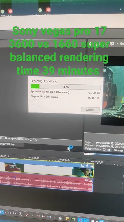 Sony Vegas pro 17 3600 1660 super balanced render time - YouTube