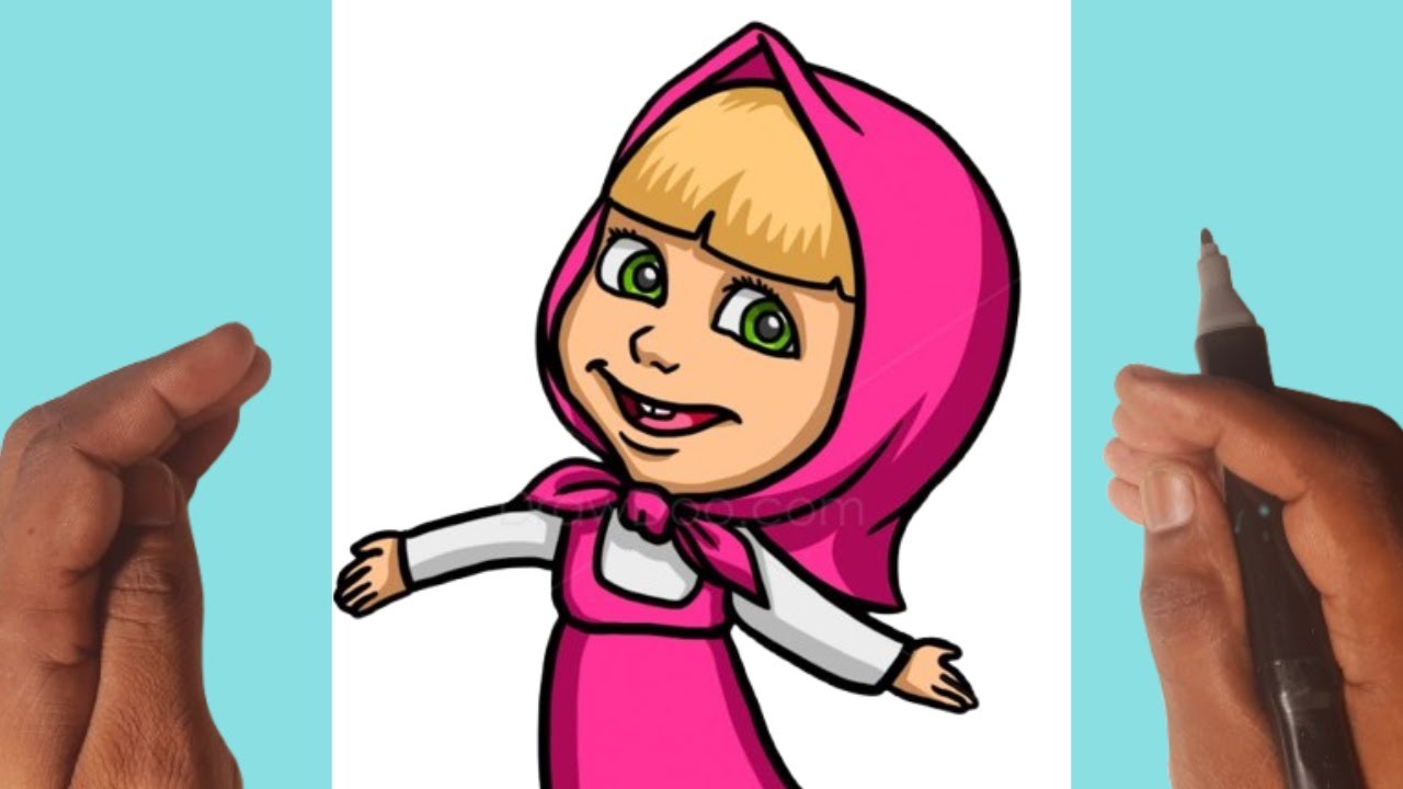 How to DRAW MASHA –Masha and the Brar | Easy Drawing for Kids - YouTube