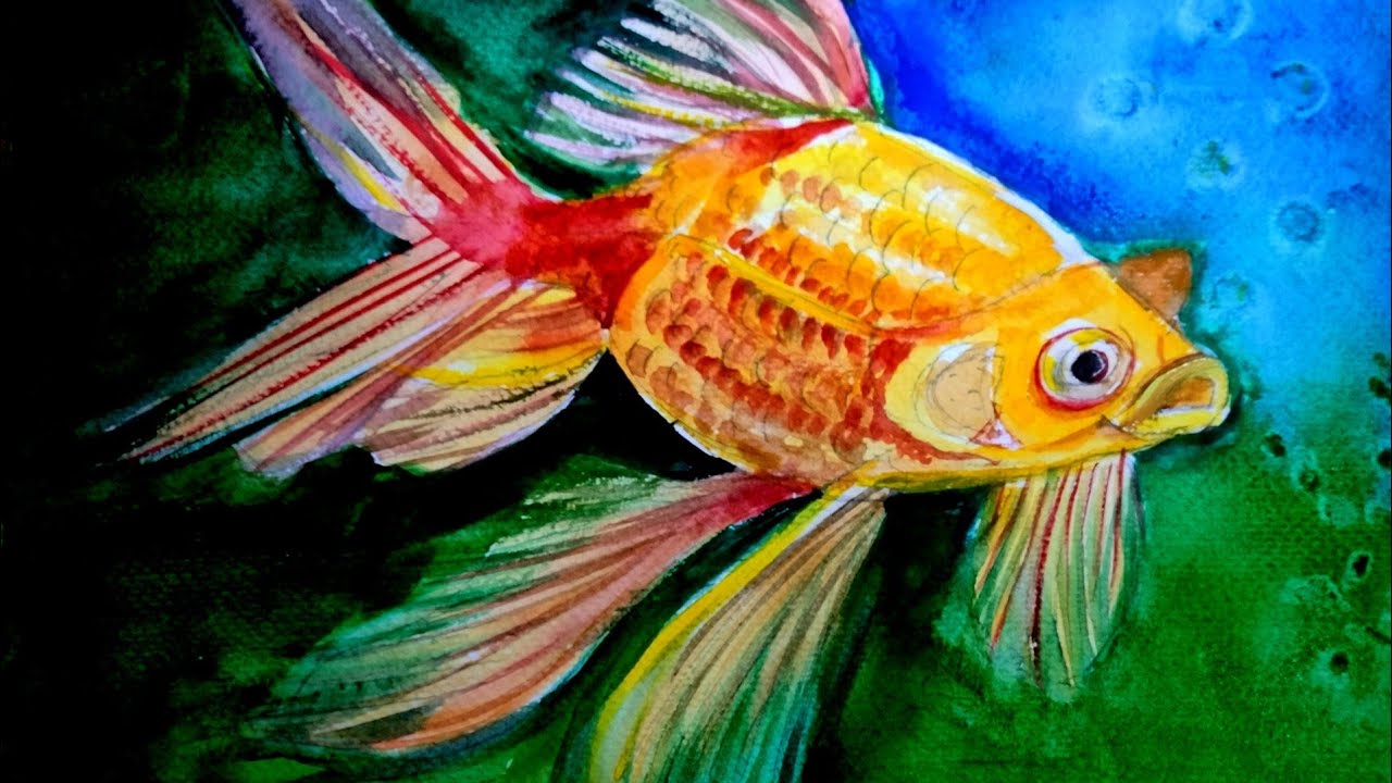 How to Draw a Golden Fish for beginners | How do you Paint a shiny fish ...