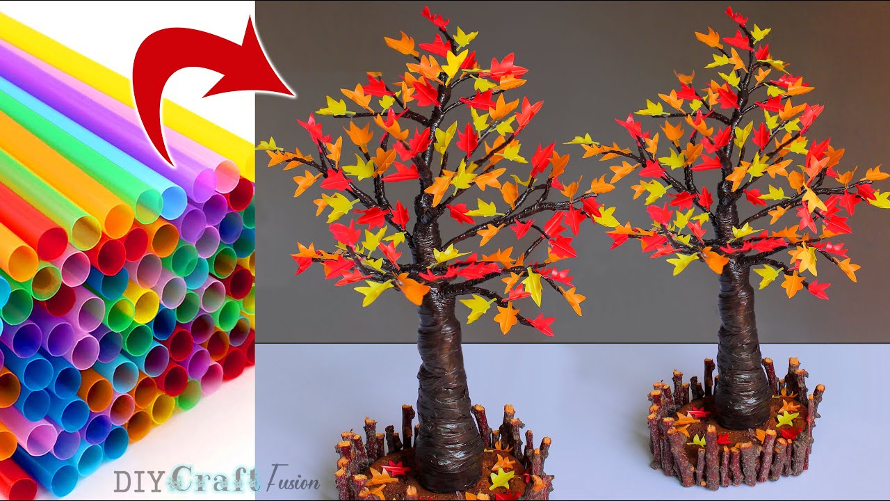 DIY Artificial Bonsai tree | How to make Miniature tree using Plastic ...