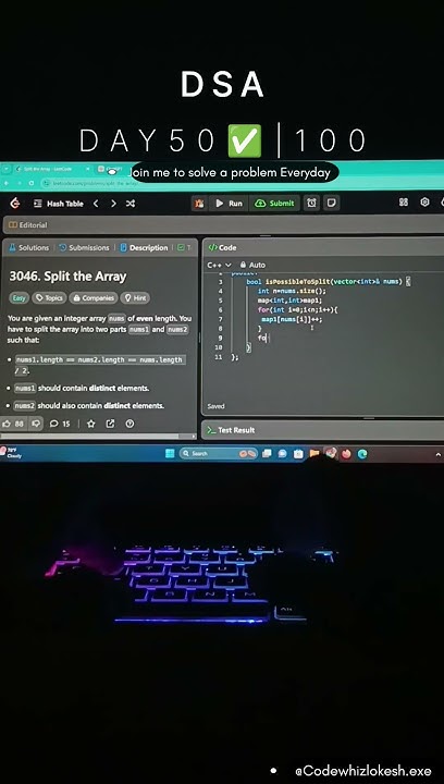 Day 50100 Learning Dsa👨‍💻que Leetcode3046split The Array Dsa Datastructure Coding Youtube