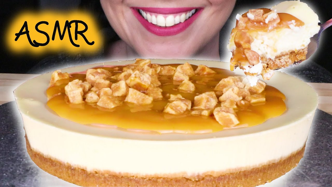 ASMR: SALTED CARAMEL CHEESECAKE 🍰 | Mukbang | Soft Eating Sounds ...