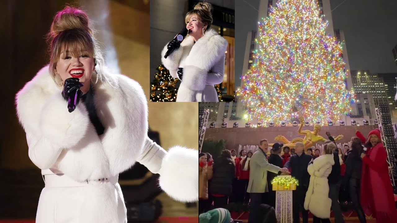 Kelly Clarkson Sleighs In White Furry Coat While Performing At ...