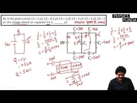 In the given circuit, C1 = 2 μF, C2 = 0.2 μF, C3 = 2 μF, C4 = 4 μF, C5 ...