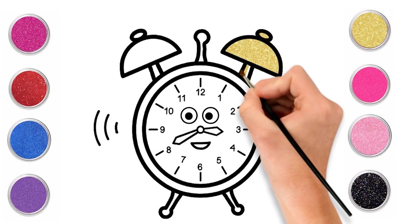How to draw an alarm clock | Alarm clock drawing | Clock drawing step ...