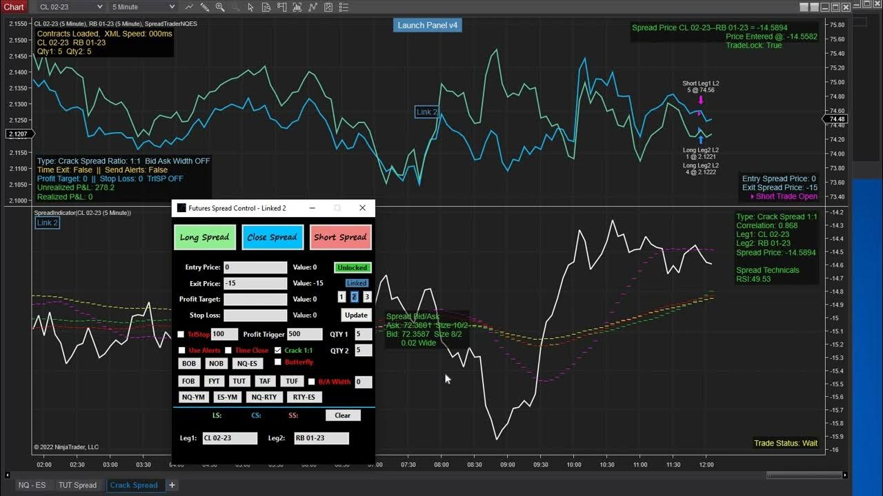 NinjaTrader 8 Futures Crack Spread Trading Live - YouTube