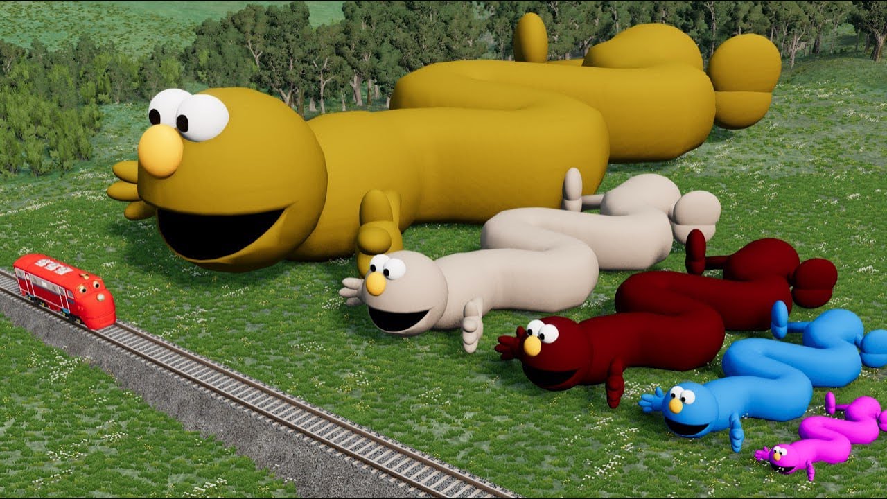 Big & Small Elmo Wave with Trains vs Portal Trap vs Traffic Lights ...