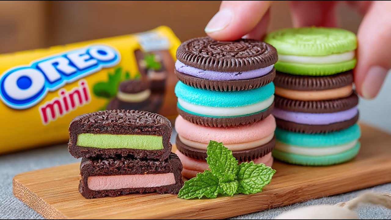 🍪 Rainbow Mini Oreo Cookies Live 🌈 Colorful Cream Layers - YouTube
