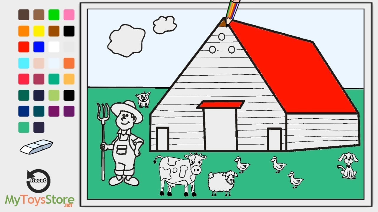 Coloring Old MacDonald Had A Farm - Coloring Farm, Cow, Pig, Dog, Ducks ...