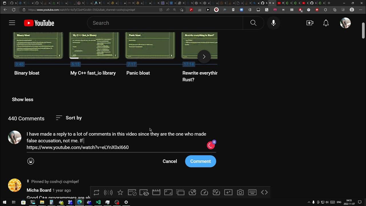 Reply to comments in "why i hate rust programming languages" video ...