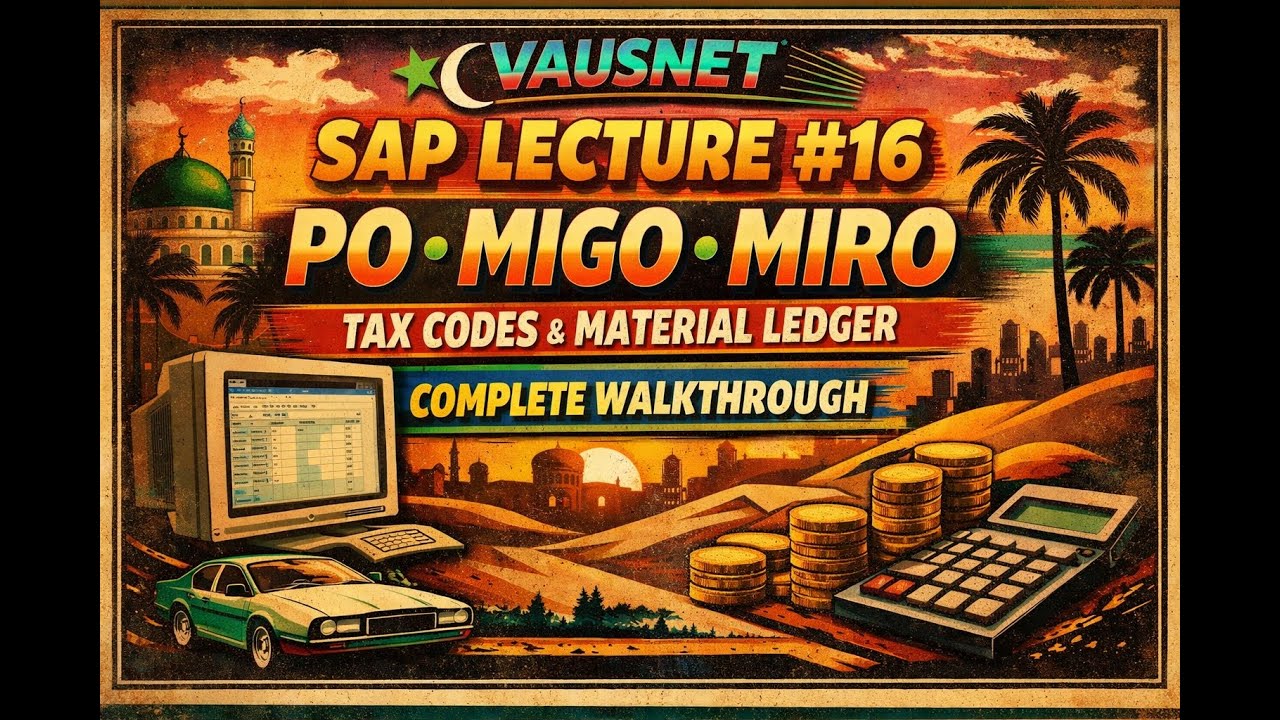 SAP FICO Lecture 16 | PO, MIGO, MIRO,Tax Codes, MIGO_GI & Material ...