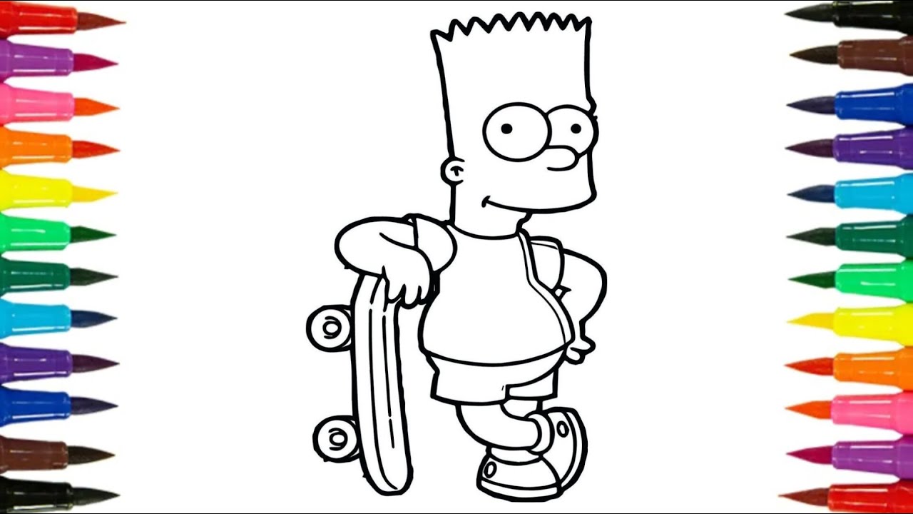 Easy drawing and colouring tutorial of a Bart Simpson / drawing for ...