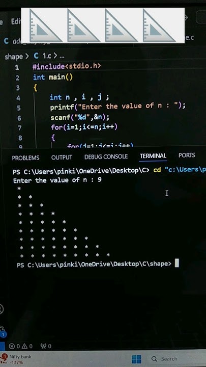 triangle shape in c language programming #shorts #short #c #coding #programming #pattern - YouTube