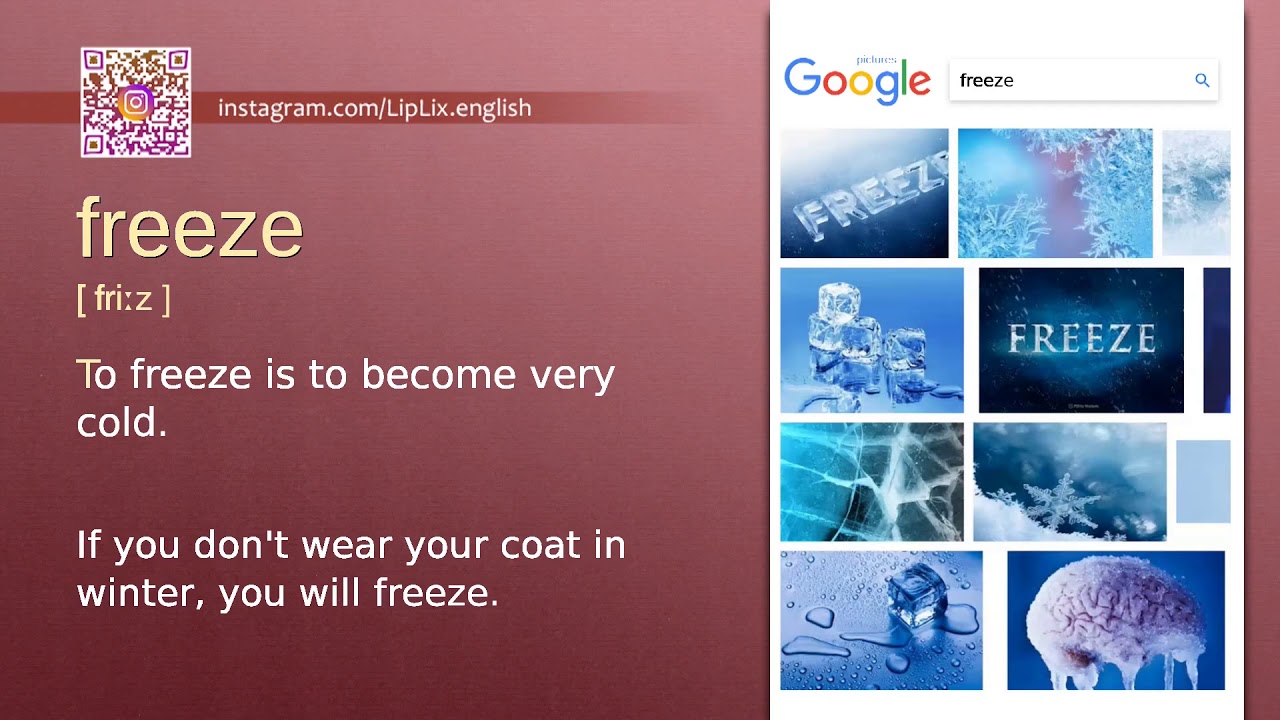 Freeze : B1 level english vocabulary lesson, www.LipLix.com - YouTube