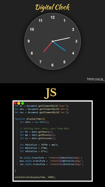Digital Clock Using Html Css And Javascript Digitalclock Jsproject Html Css Youtube