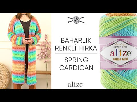 Alize Cotton Gold Batik ile Baharlık Renkli Hırka • Spring Cardigan • Весенний Кардиган