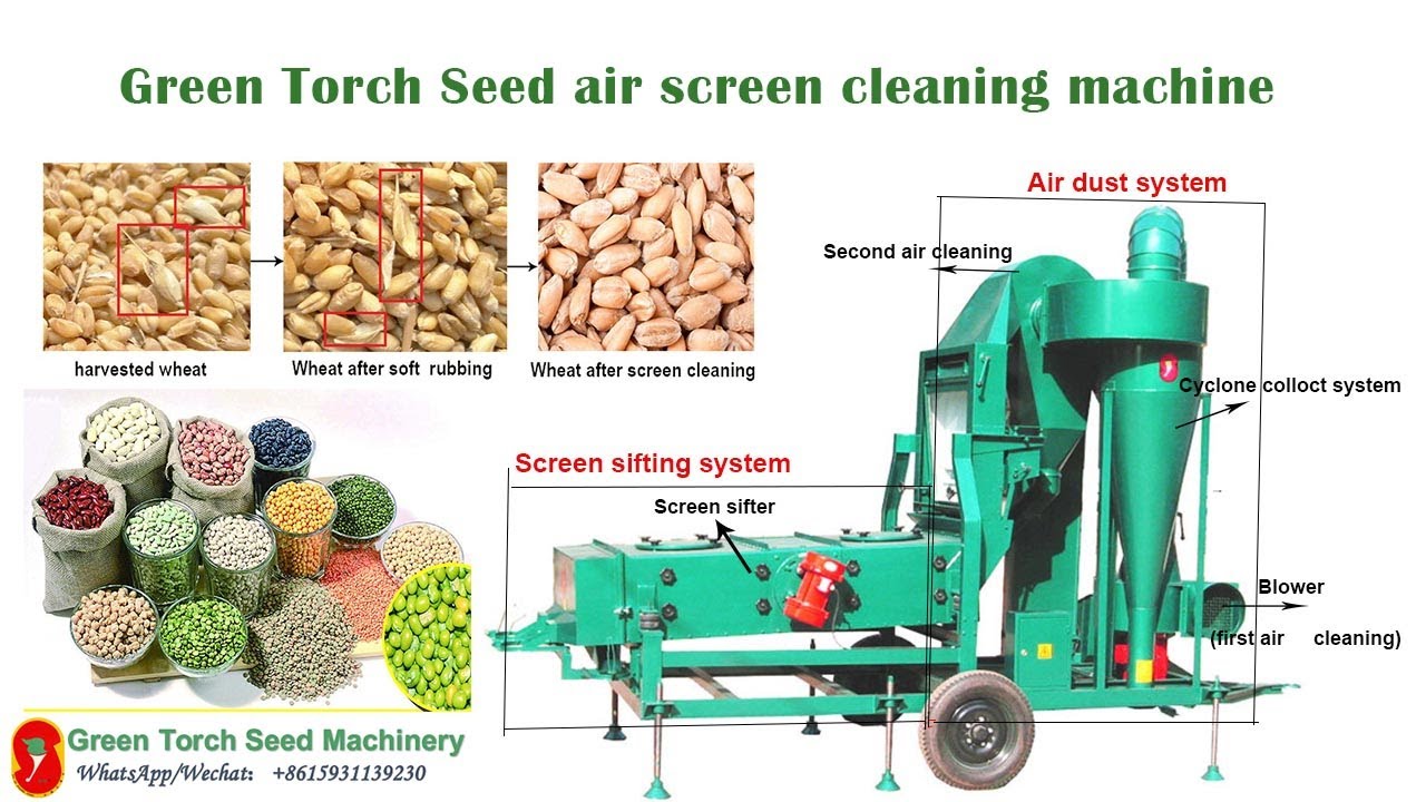 air screen cleaning machine for all kinds grain seed - YouTube