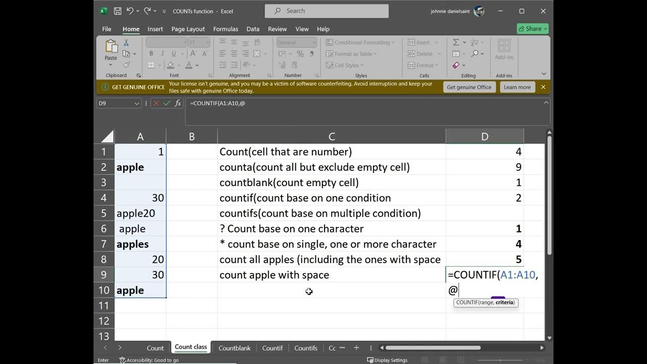 Boost Your Excel Skills with COUNT, COUNTIF, COUNTA & COUNTIFS Functions - YouTube