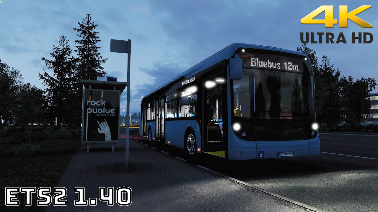 DBus World | Early night POV Bus Driving Bluebus | ETS2 1.40 | 4K 60FPS ...