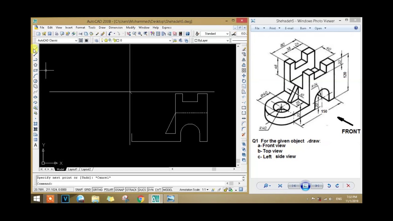 AutoCAD Exercise 25 - YouTube