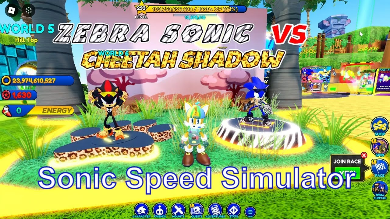 Unlocking Cheetah Shadow & Zebra Sonic Again in Sonic Speed Simulator ...