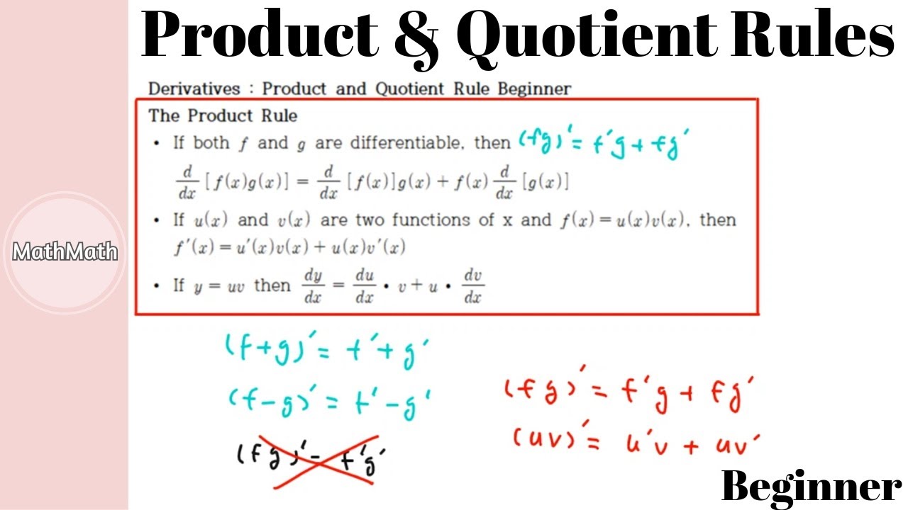 Calculus - HOW TO: Product & Quotient Rules (Beginner Level) - YouTube