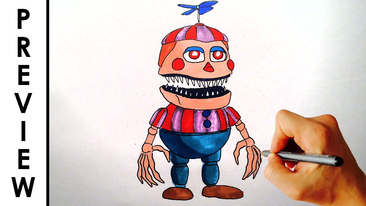 ♥ How to draw Nightmare Balloon Boy from FNAF 4 Halloween edition ...
