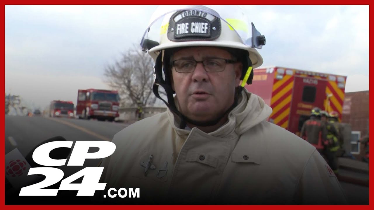 Fire chief provides update on massive 5-alarm fire in Toronto - YouTube