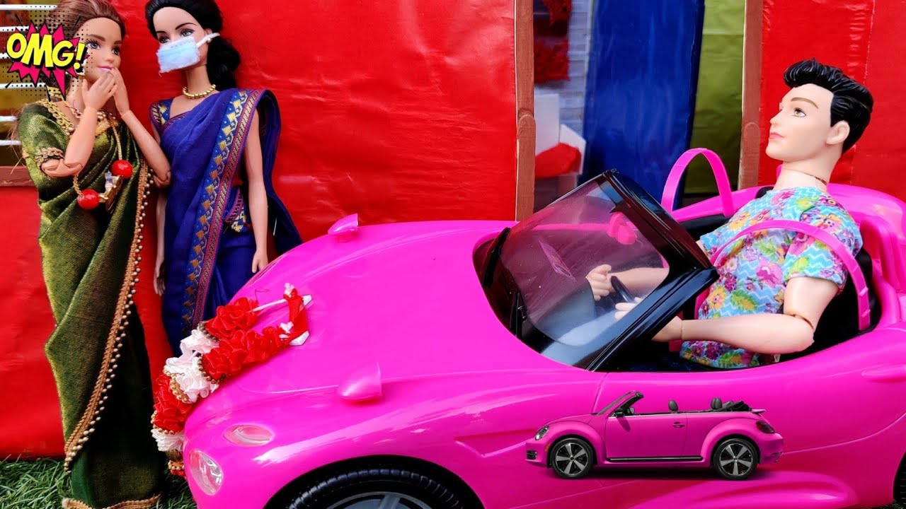 Ken suprise 😱Barbie with a new car |New pink car for barbie and ken ...