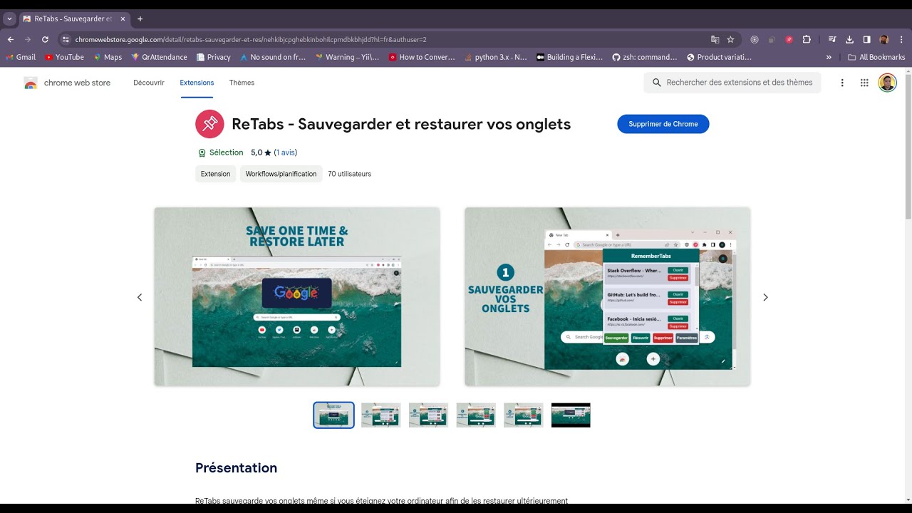 Retabs - Save & Restore your tabs FR - YouTube