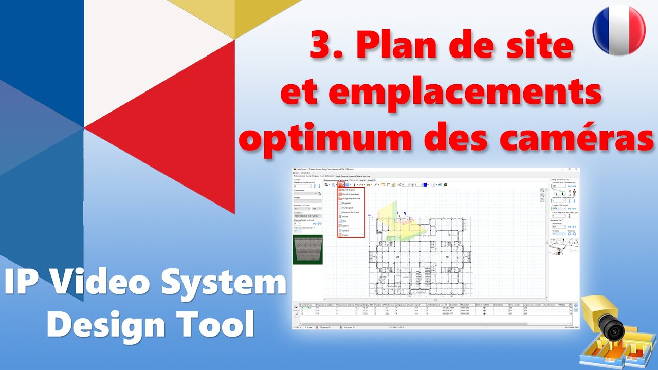 Partie 3: Plan de site, et emplacements optimum des cameras. Conception ...