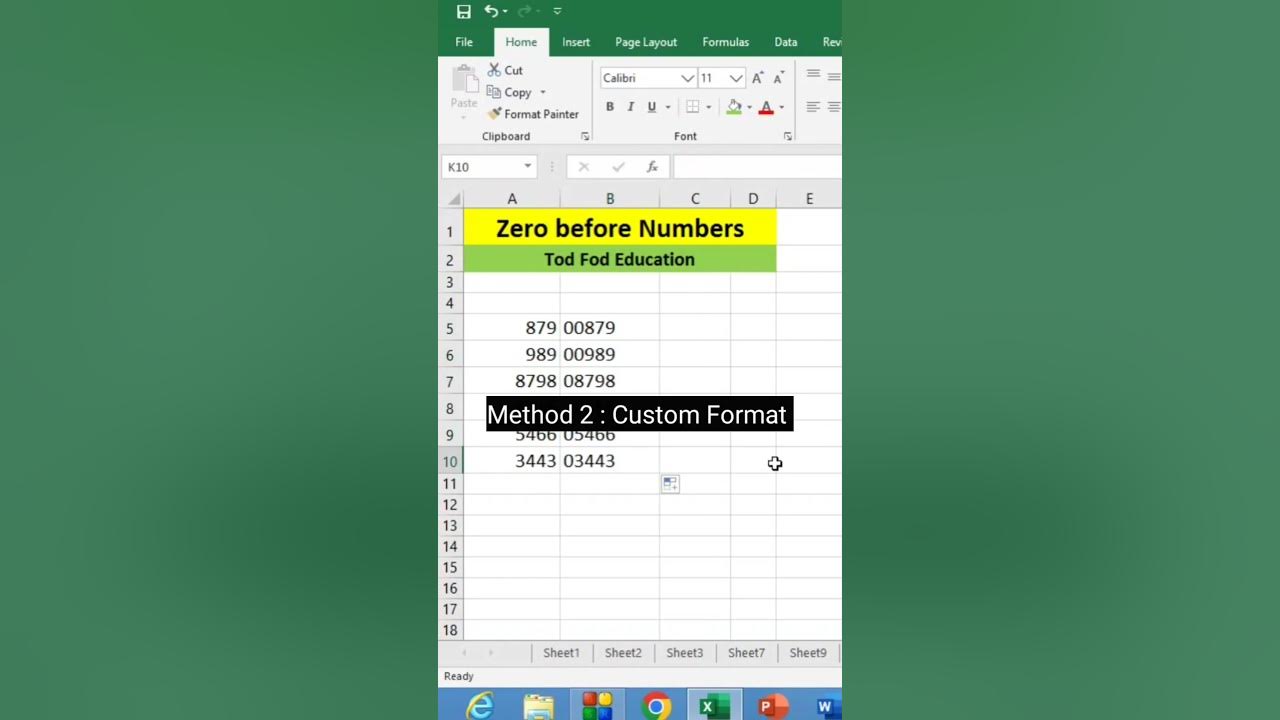 Add Zero Before Number In Microsoft Excel Msexcel Shorts Computer
