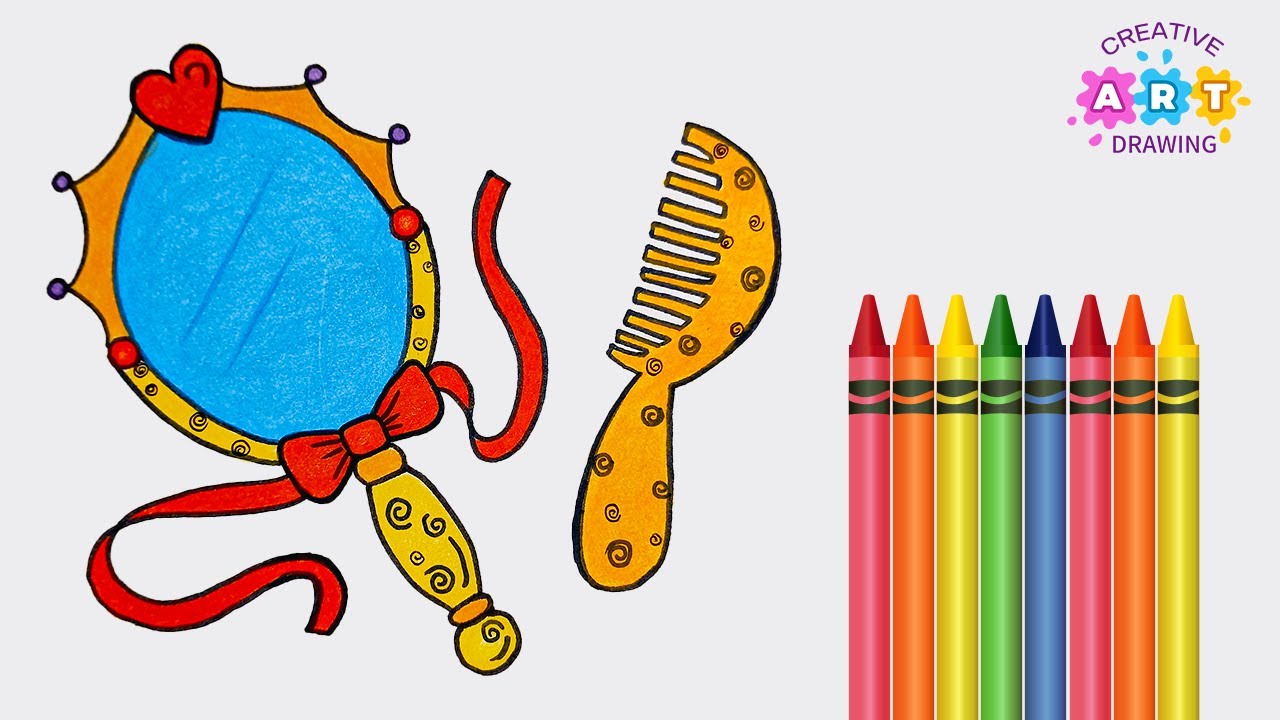Mirror & Comb, How to draw Mirror & Comb, Easy drawing for Kids and ...