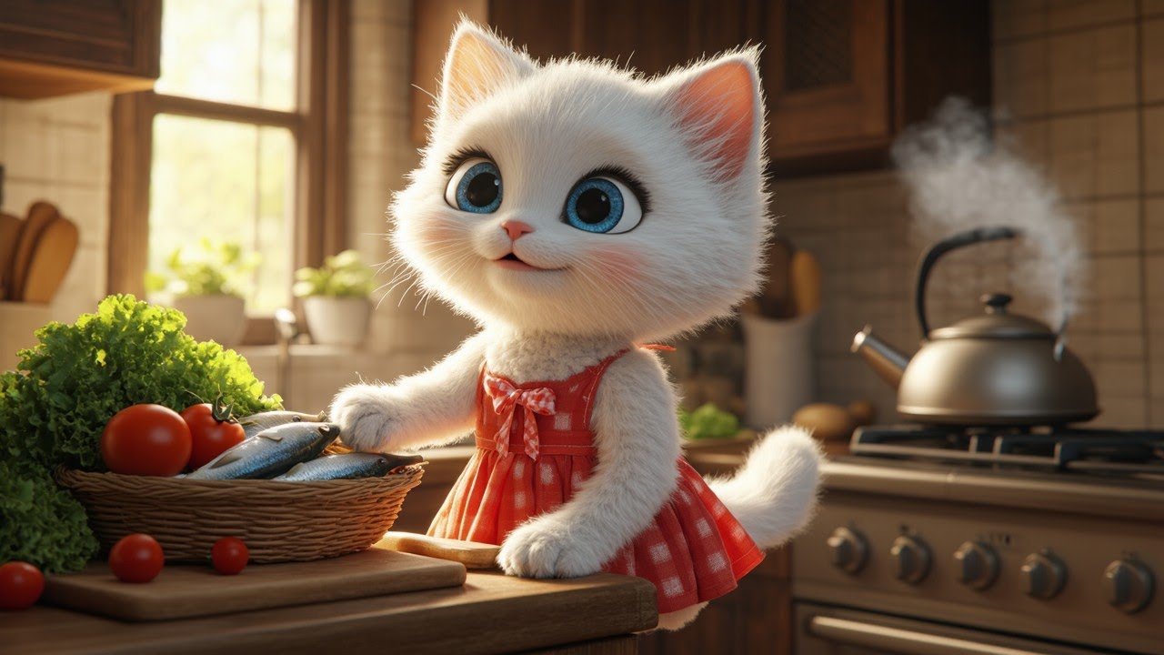 🍀Cute kitten cook her yummy meal #cat #animation - YouTube