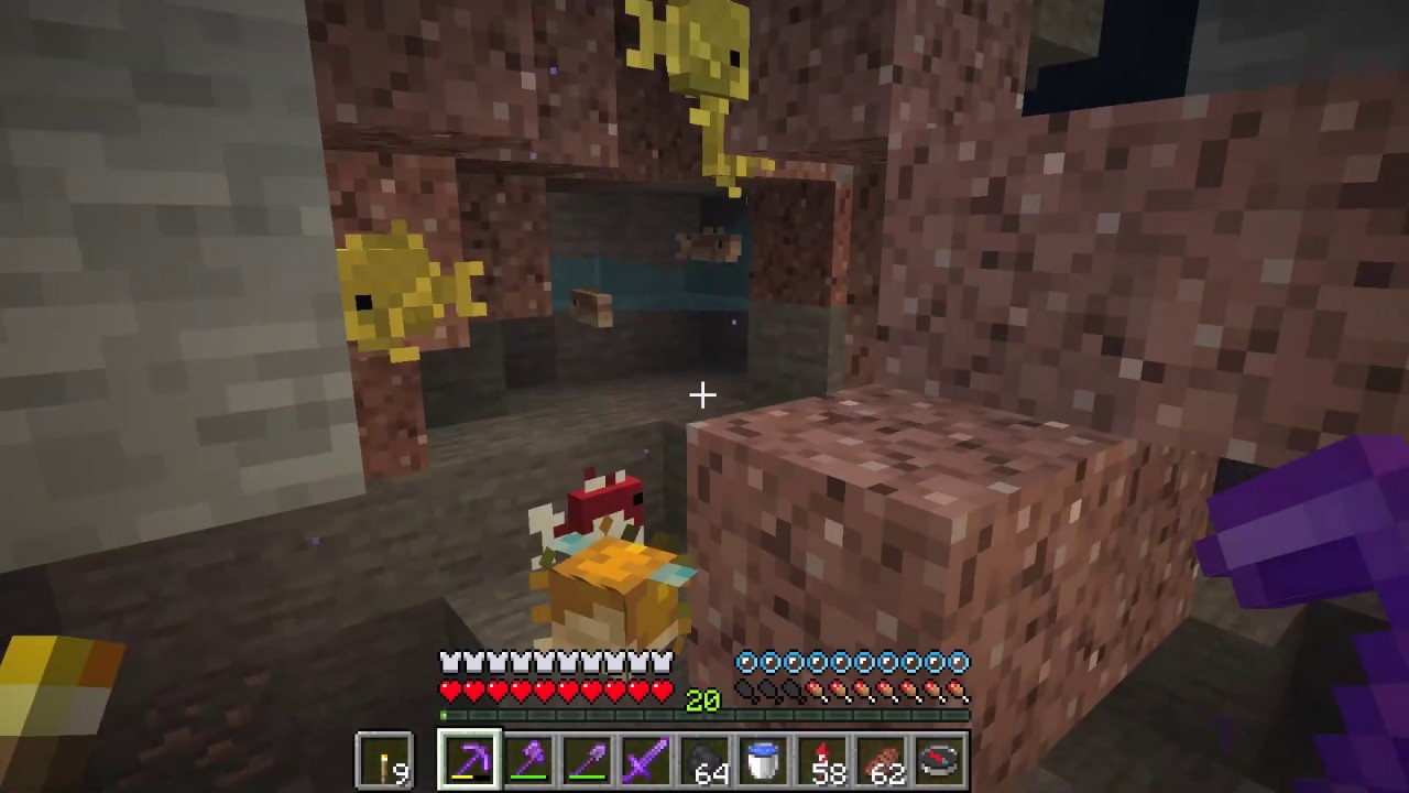 Cave become fish cave then lava ravine - Minecraft - YouTube