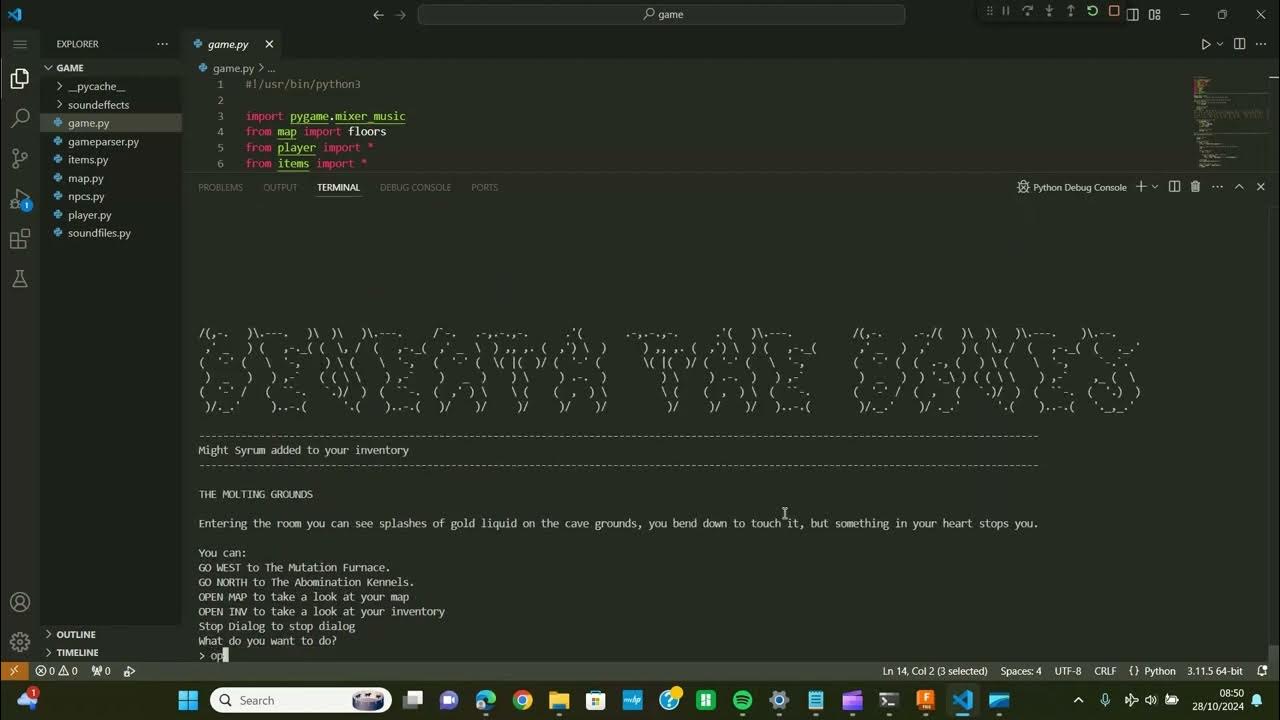 Beneath the Bones - python command line adventure game project demo ...