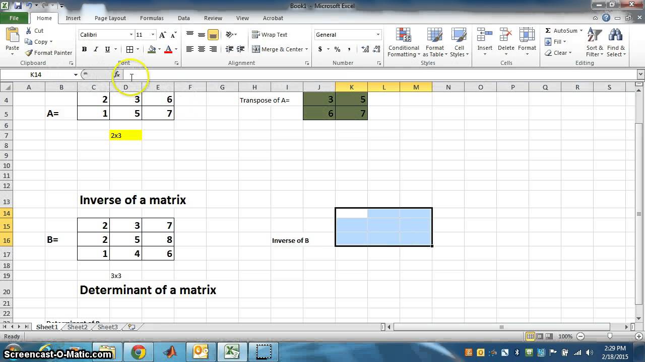 TRANSEPOSE, INVERSE AND DETERMINANT OF A MATRIX - YouTube