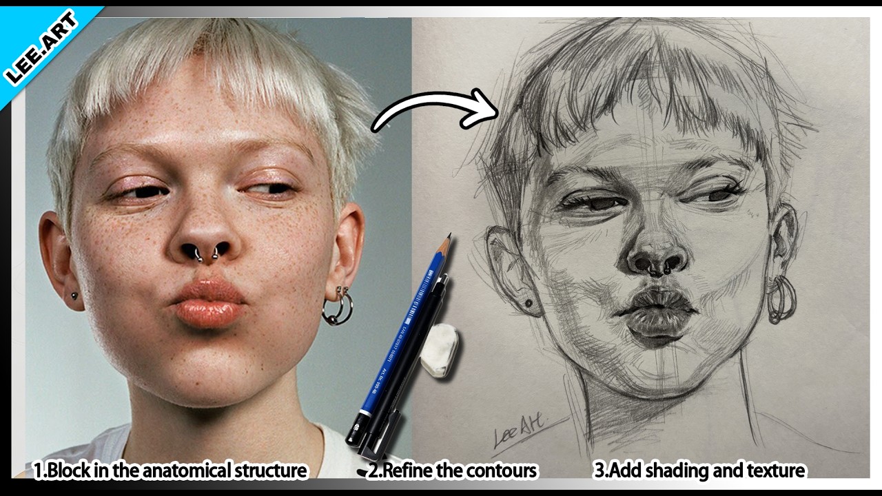 How to draw a girl with pouting lips - YouTube