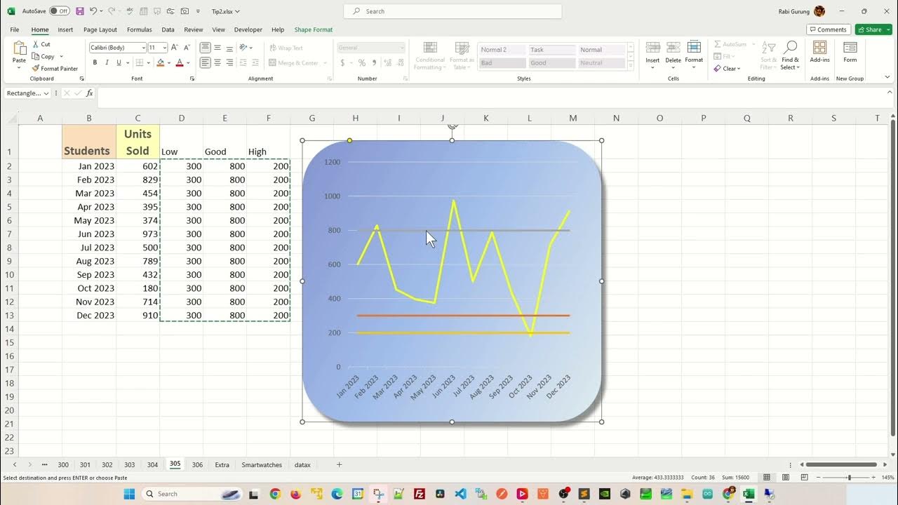 How to Show Target Range in Excel Line Chart - Excel Tips and Tricks - YouTube